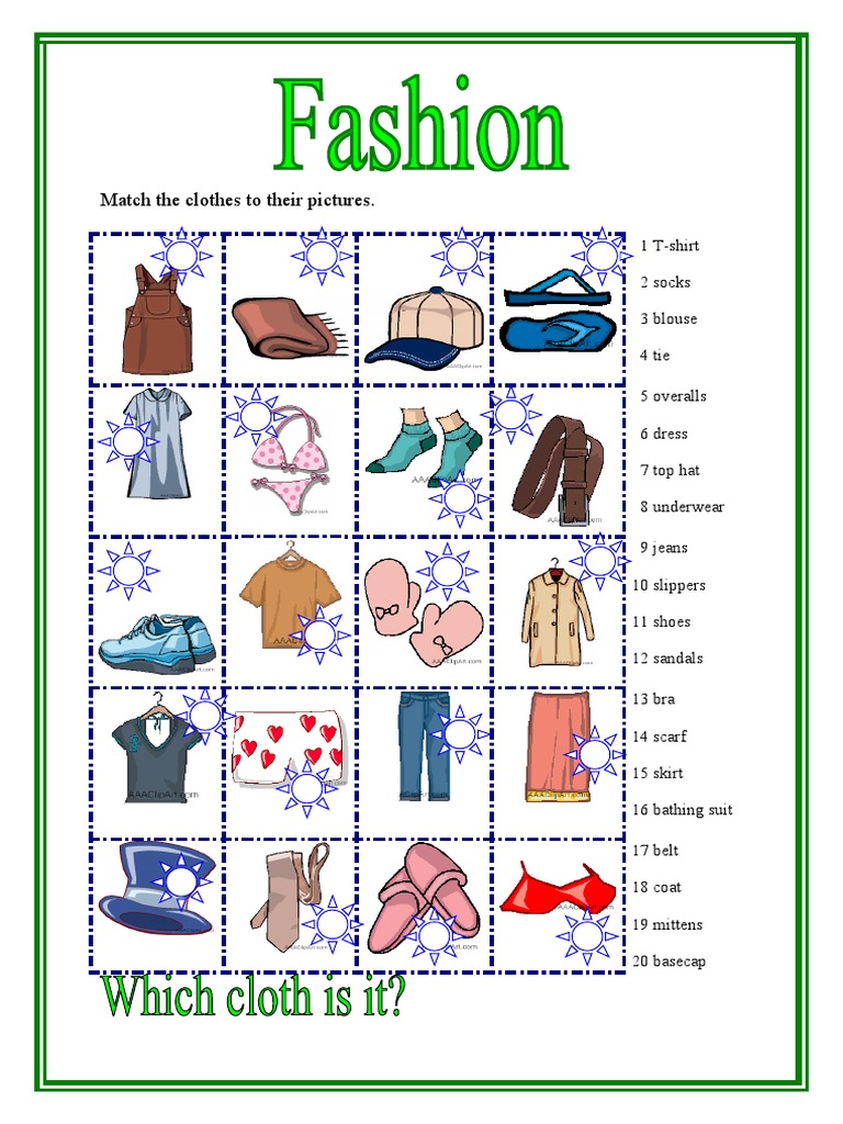 Clothing Matching Activity Guide | PDF | Trousers | Undergarment