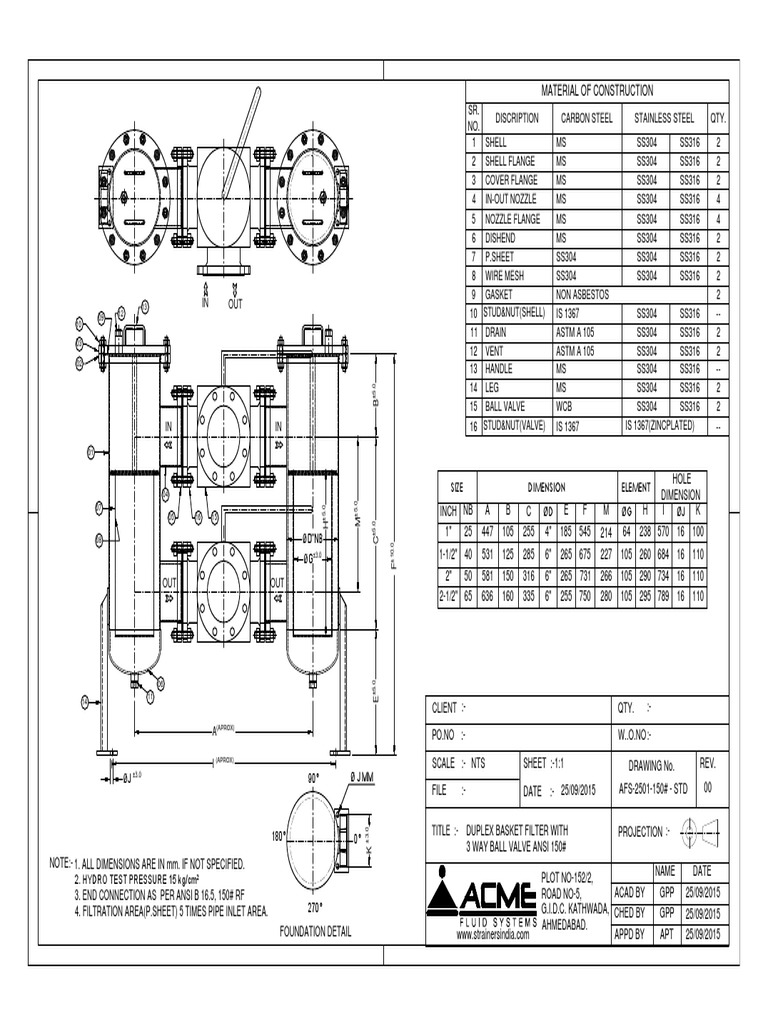 25NB To 65NB Duplex Basket Strainer | PDF | Stainless Steel ...
