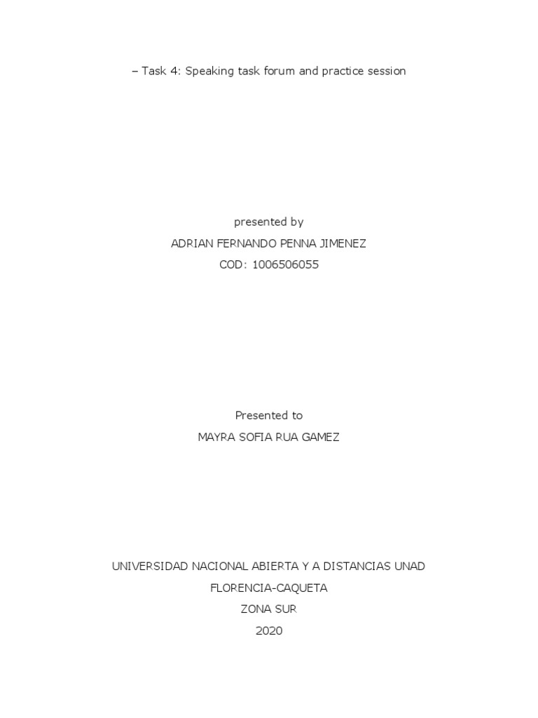 Task 4: Speaking Task Forum and Practice Session | PDF