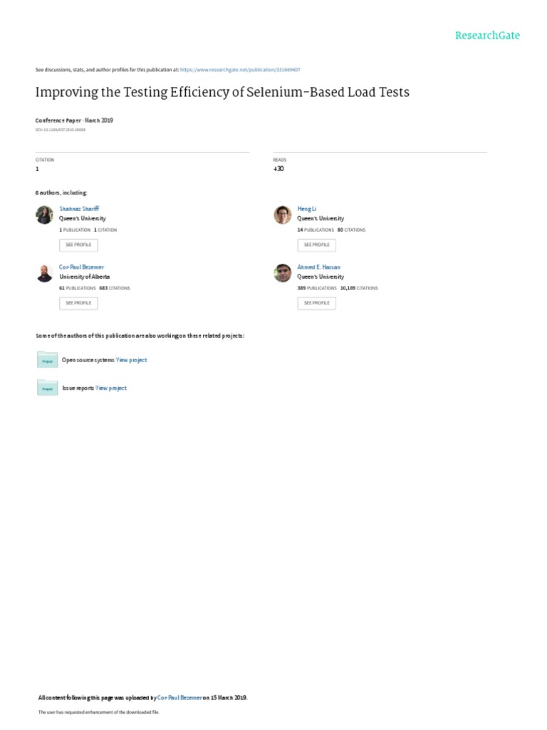 Improving The Testing Efficiency of Selenium-Based Load Tests | PDF