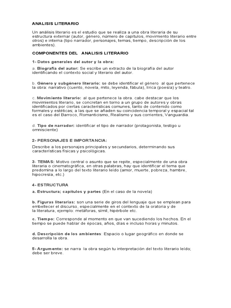 Analisis Literario | PDF | Autor | Novelas