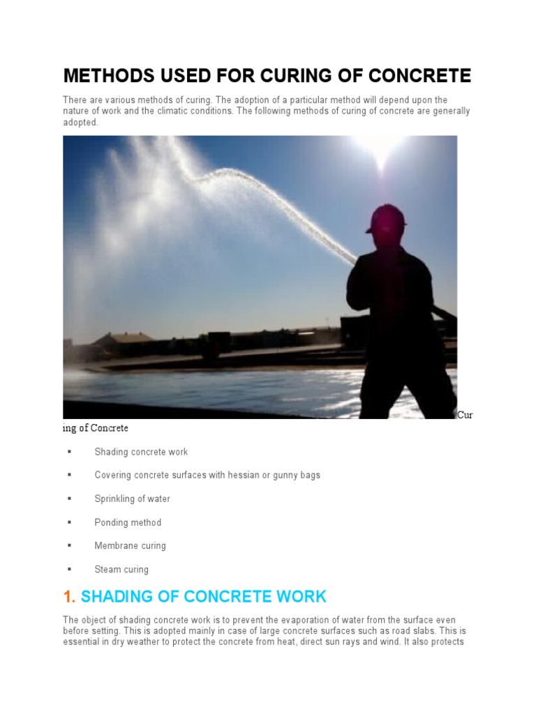 Methods Used For Curing of Concrete | PDF | Asphalt | Concrete