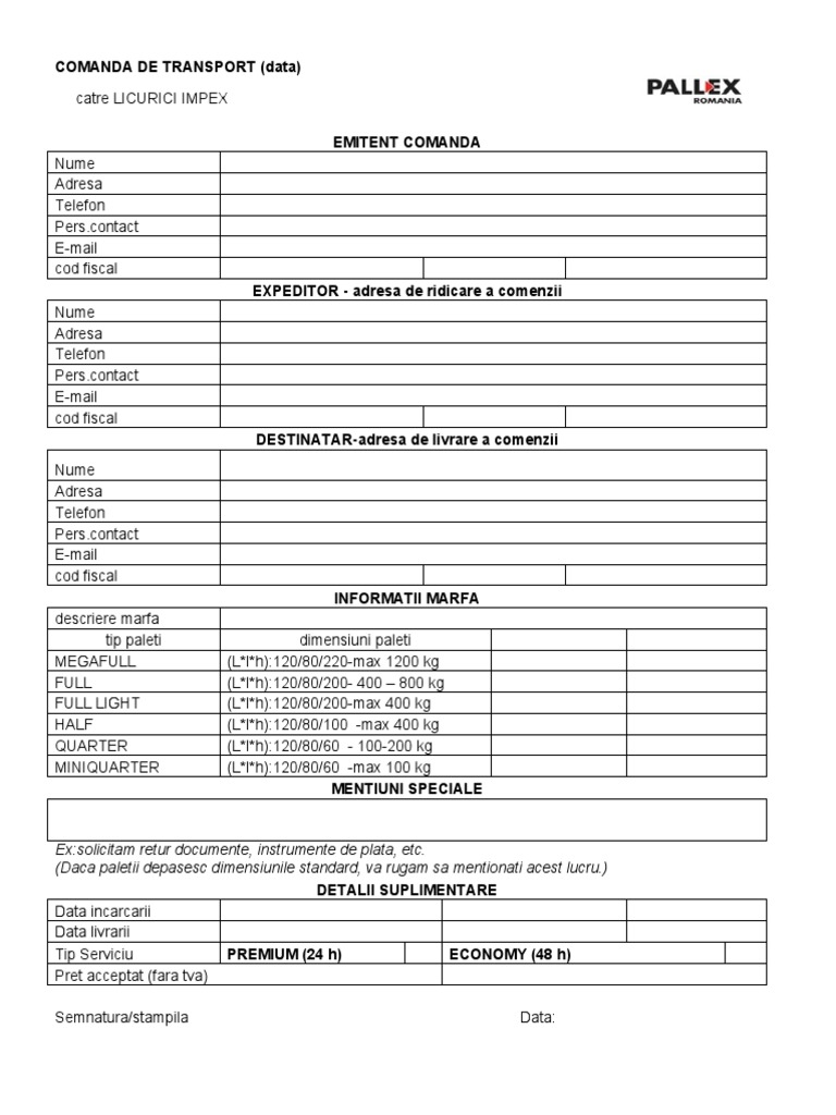 PALEX Formular Comanda 1 | PDF