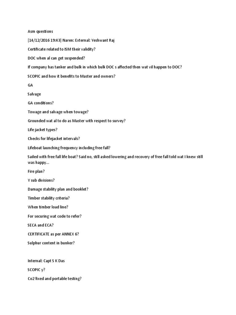 Asm Orals Questions | PDF | Ships | Oil Tanker