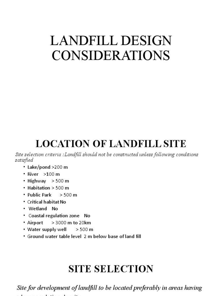 1 Landfill Design Considerations | PDF | Landfill | Anaerobic Digestion