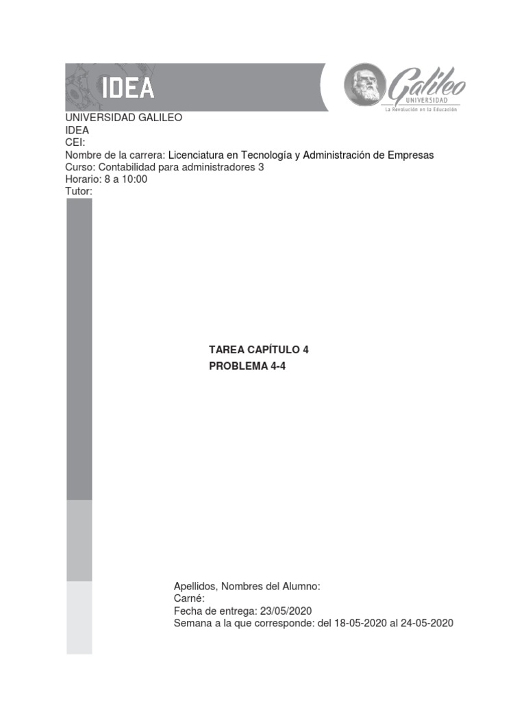Tarea Cap. 4, Problema 4-4 | PDF