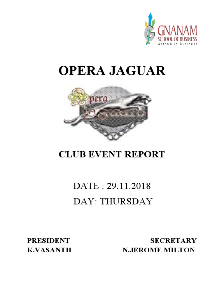 Opera Jaguar: Club Event Report | PDF | Learning | Neuropsychological ...