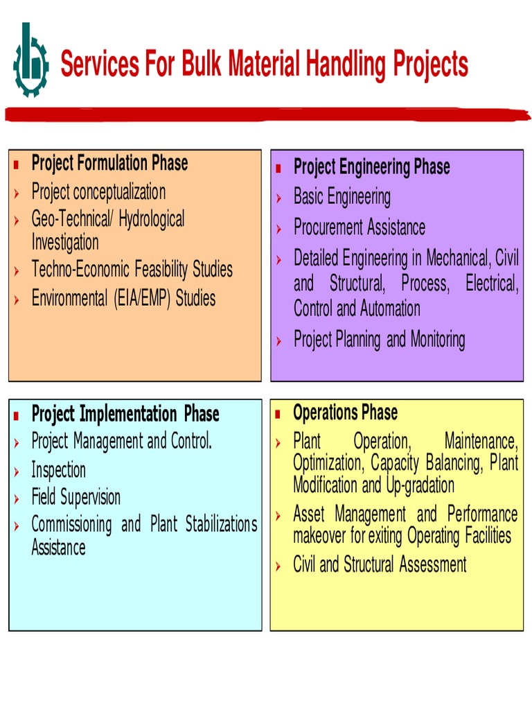 Services For Bulk Material Handling Projects: Project Formulation Phase ...