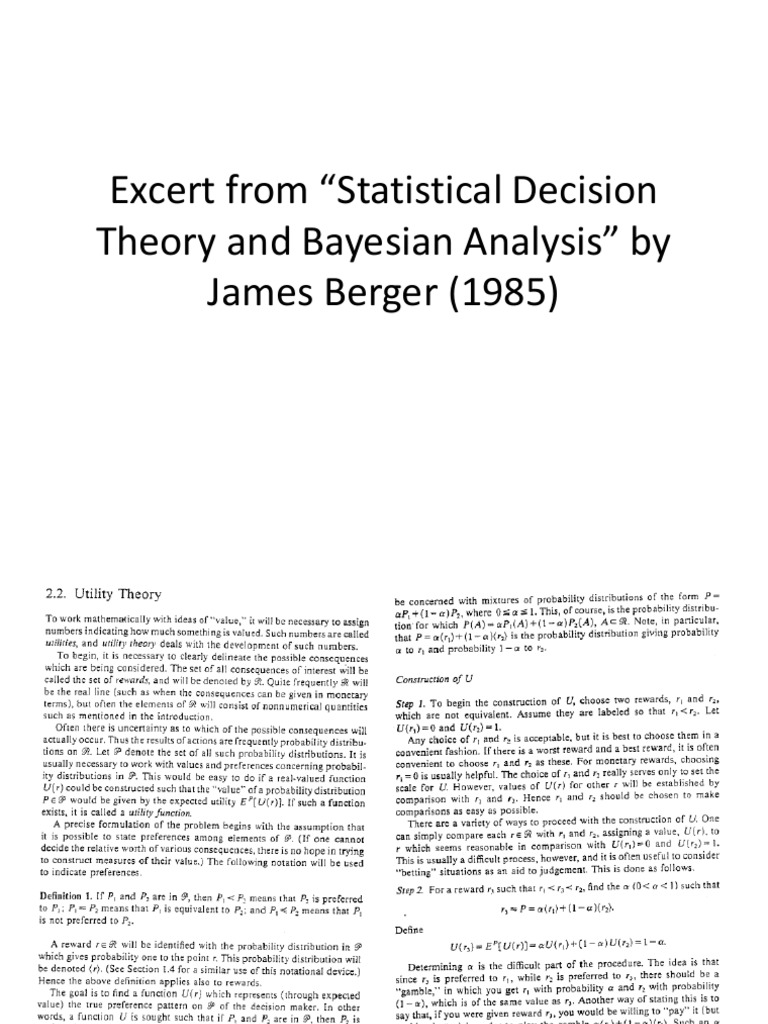 Excert From "Statistical Decision Theory and Bayesian Analysis" by James Berger (1985) | PDF