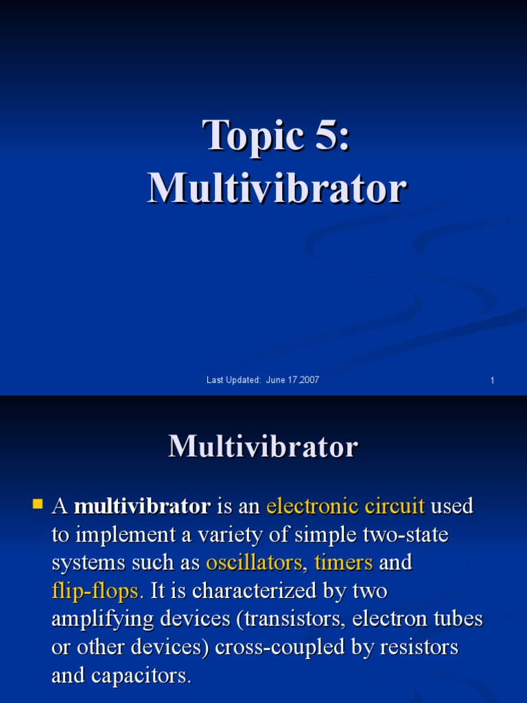 Topic 5 - Multivibrators | PDF | Electronic Design | Electrical Components