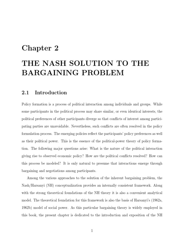 Nash Bargaining Solution | PDF | Bargaining | Game Theory