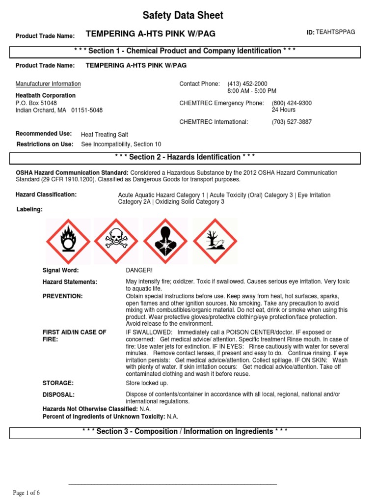 Sodium Nitrite Safety Data Sheet | PDF | Toxicity | Fires