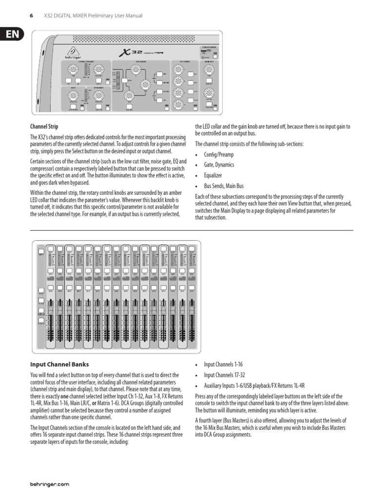 Channel Strip: X32 DIGITAL MIXER Preliminary User Manual | PDF | Sound ...