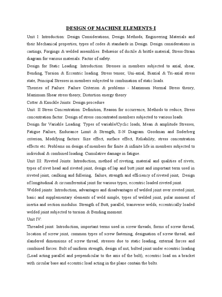 Design of Machine Elements-I | PDF | Screw | Stress (Mechanics)