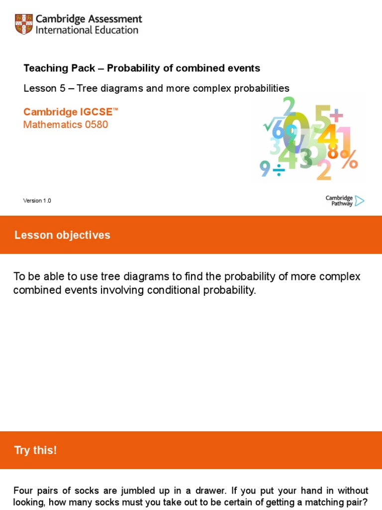 Teaching Pack - Probability of Combined Events: Lesson 5 - Tree ...