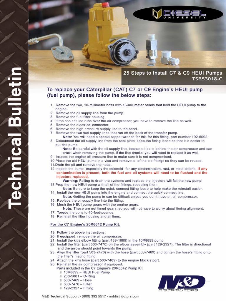 Technical Bulletin - CAT C7 & C9 - 10R8899 & 20R6642 Installation ...
