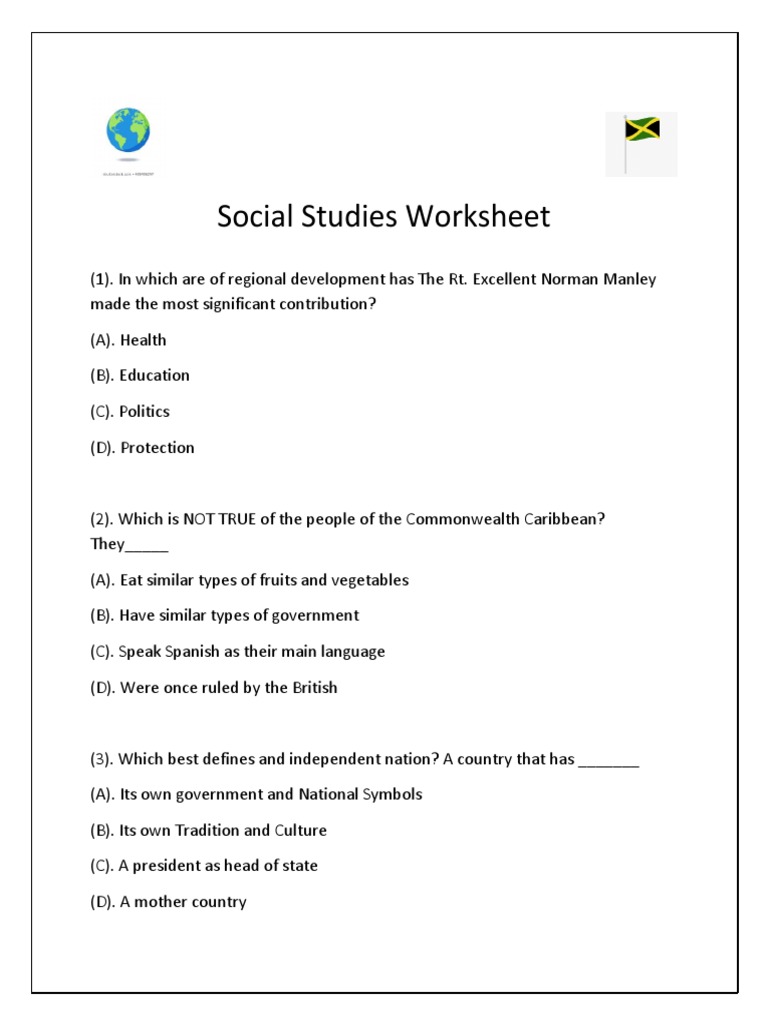 5th Grade Social Studies Worksheets
