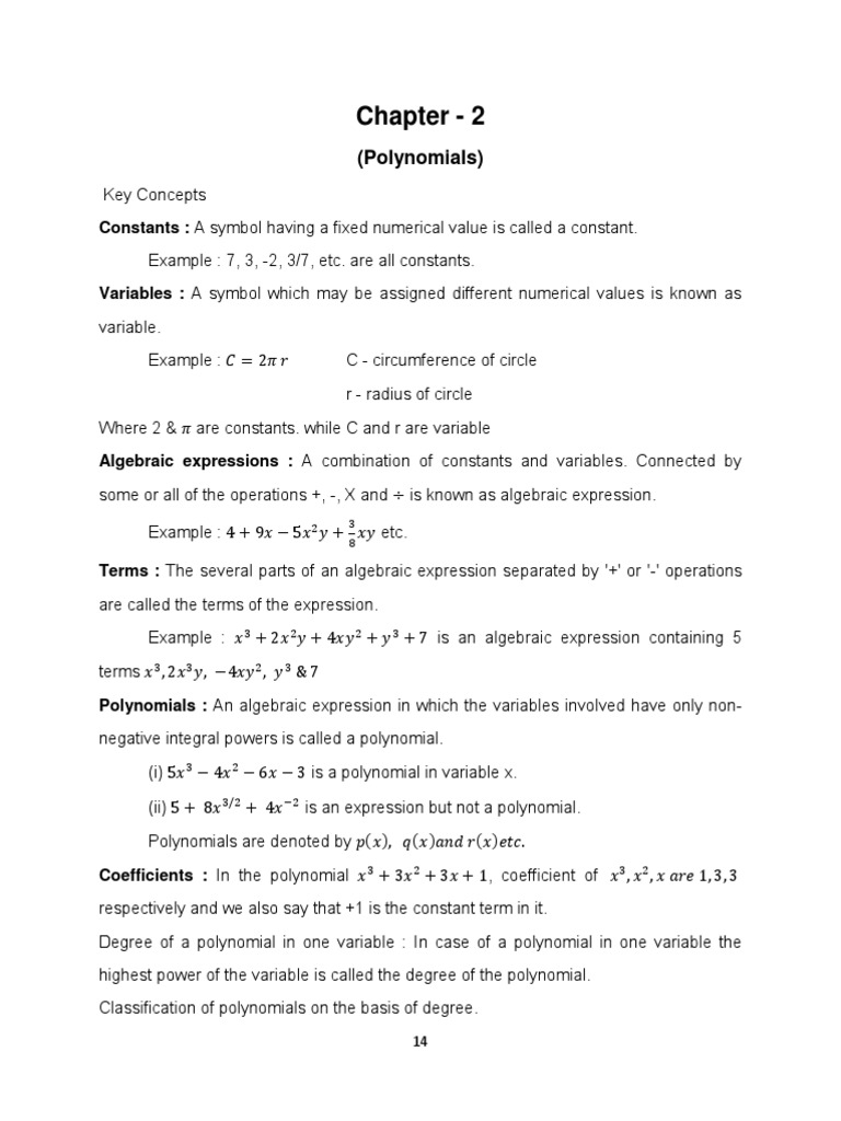 CBSE Class 9 Mathematics Worksheet - Polynomials | PDF | Polynomial ...