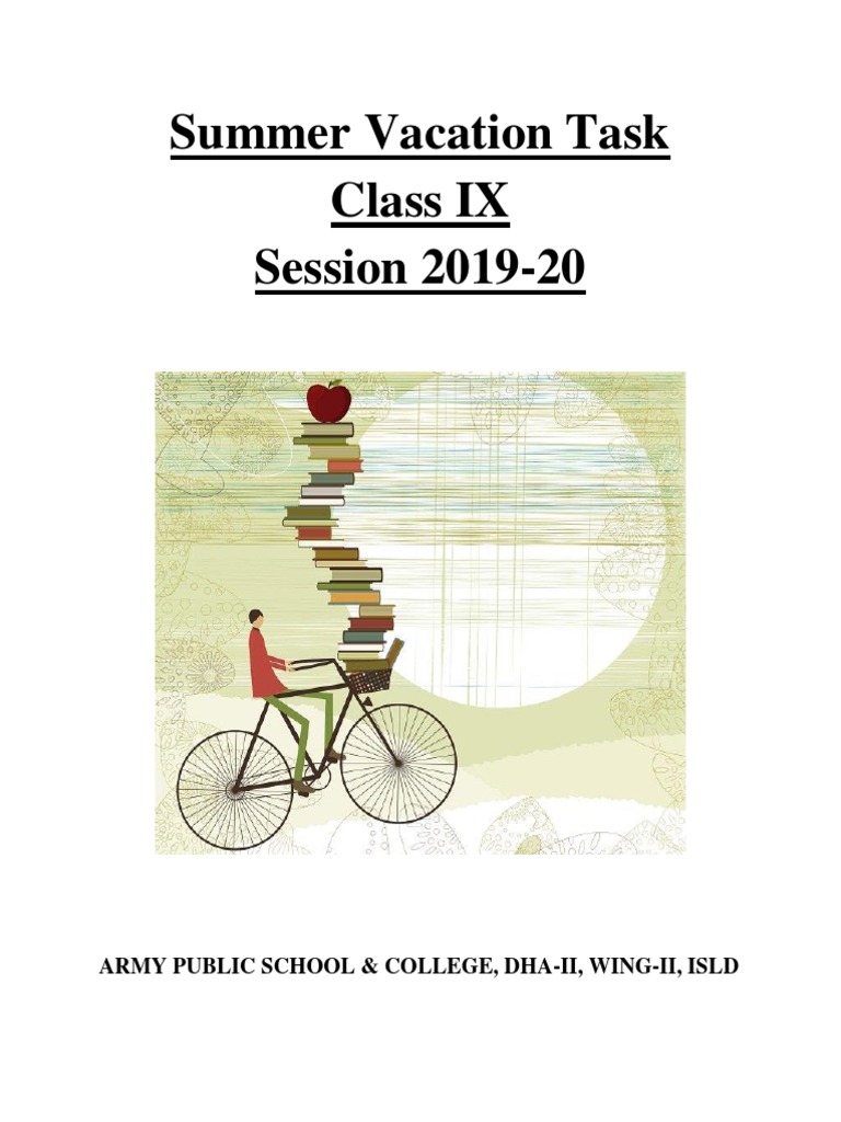 Summer Vacation Task Class IX Session 2019-20: Army Public School ...