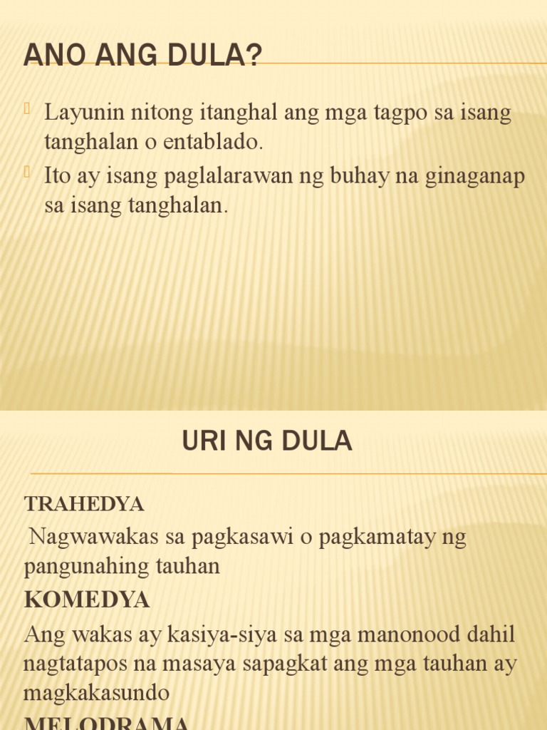 Ano Ang Dula | PDF