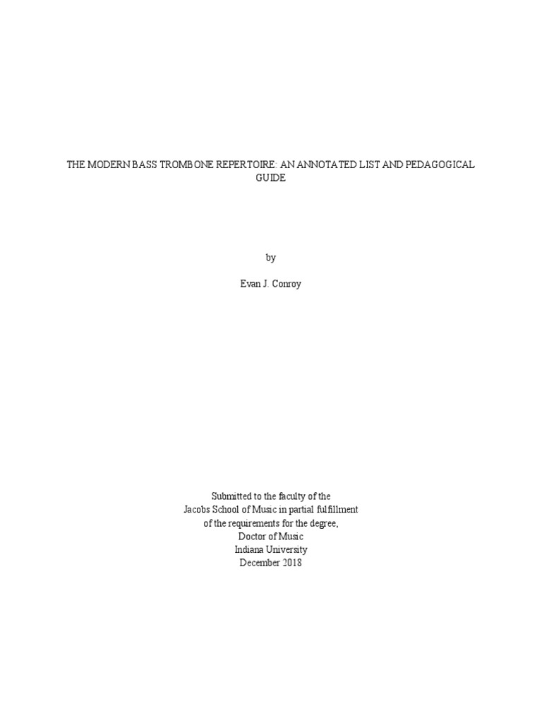 Conroy, Evan (DM Trombone) Repertoire PDF | PDF | Trombone | Double Bass