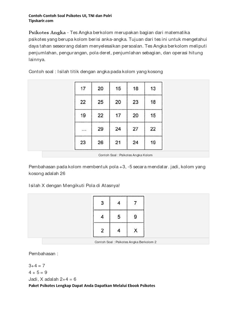 Contoh Soal Psikotest PDF | PDF