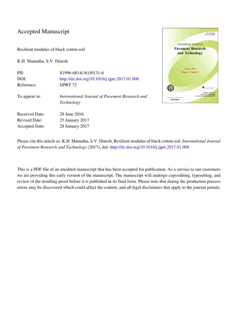 Resilient Modulus of Black Cotton Soil PDF | PDF | Soil | Young's Modulus