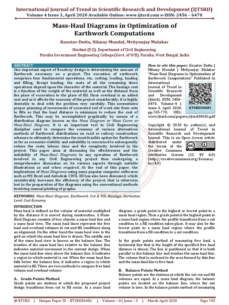 Mass Haul Diagrams in Optimization of Earthwork Computations | PDF ... Mass Haul Diagrams in Optimization of Earthwork Computations | PDF ...