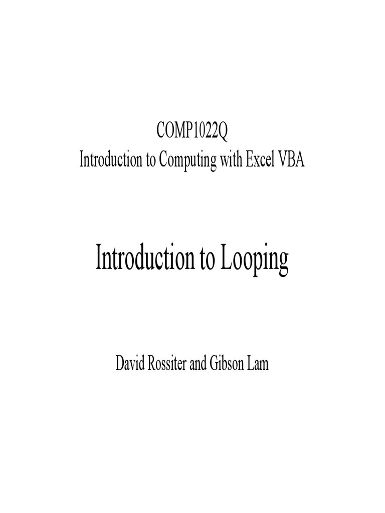 15 1022q Introduction To Looping s2020 | PDF | Control Flow | Microsoft Excel