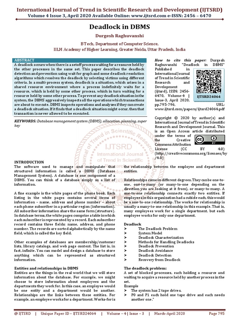 Deadlock In Dbms Pdf Databases Computing 