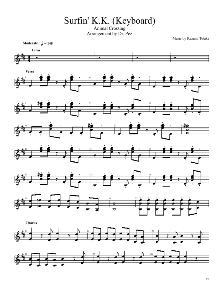 Surfin' KK (Keyboard) PDF | PDF | Song Structure | Musical Forms