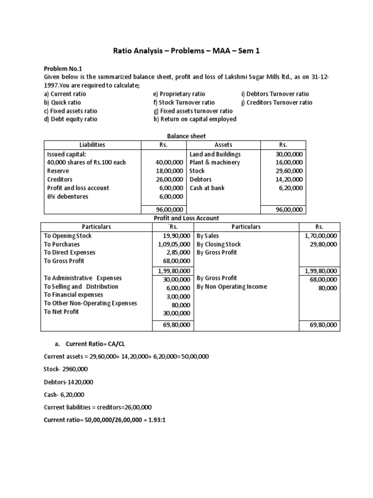 Ratio Problems 1 | PDF | Revenue | Income Statement