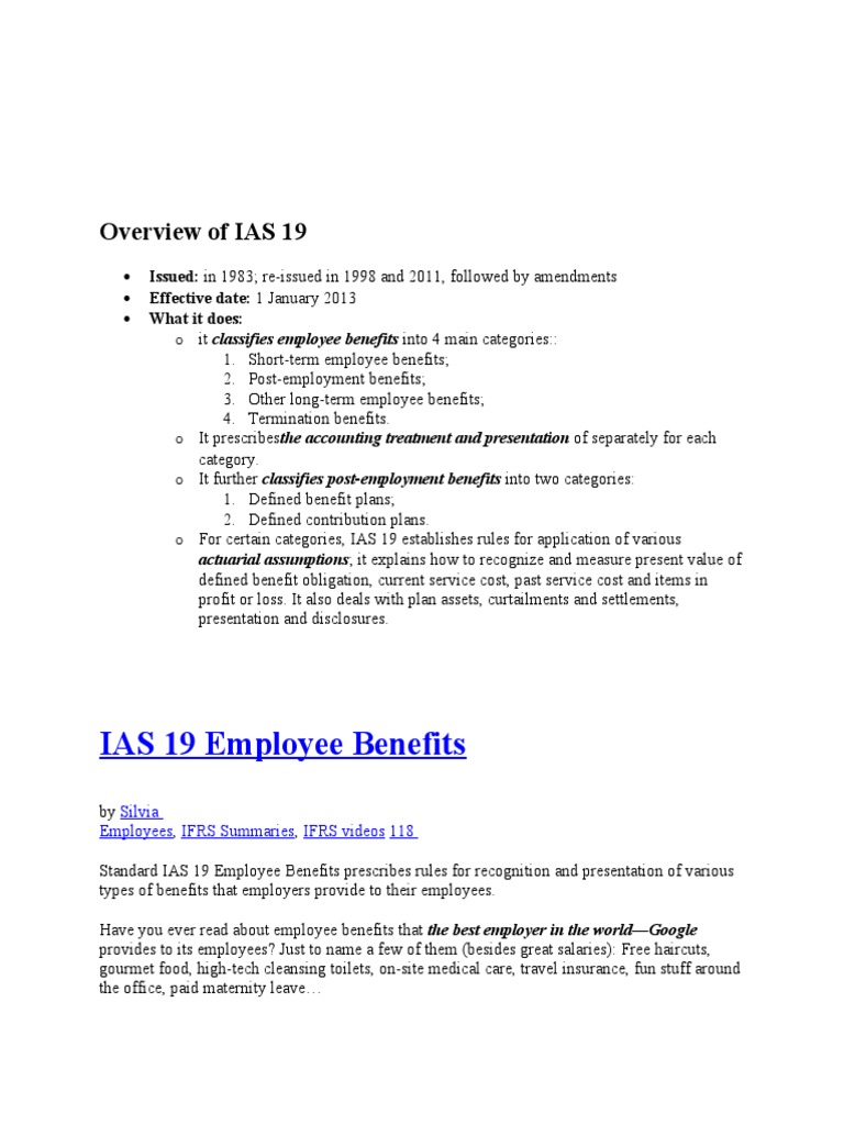 Overview of IAS 19 | PDF | Defined Benefit Pension Plan | Pension
