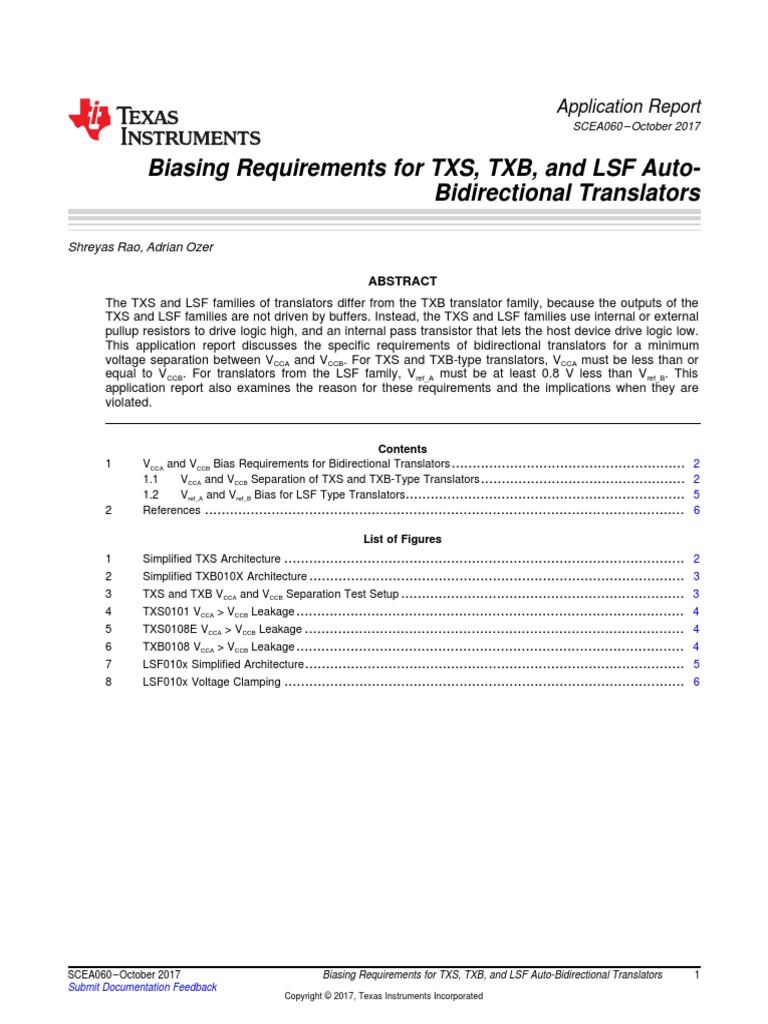 Biasing Requirements For TXS, TXB, and LSF Auto-Bidirectional ...