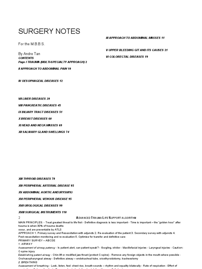 Andre Tan Surgical Notes | PDF | Esophagus | Thorax