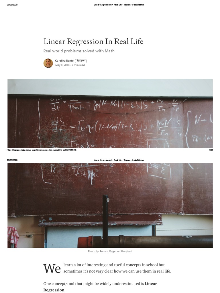 Linear Regression in Real Life - Towards Data Science | PDF | Ordinary ...