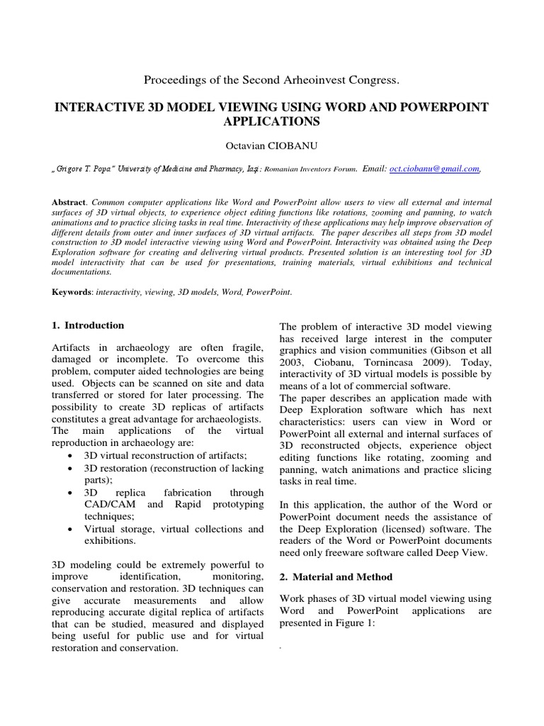 Interactive 3D Model Viewing Using Word and Powerpoint Applications | PDF | 3 D Computer ...