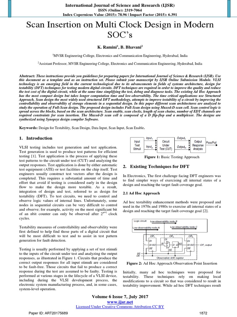 Scan Insertion On Multi Clock Design in Modern SOC's: K. Ramini, B. Bhavani | PDF | Computer ...