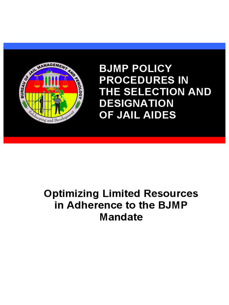 Proposed BJMP Policy Procedures in The Selection and Designation of Jail Aides | PDF | Prisoner ...
