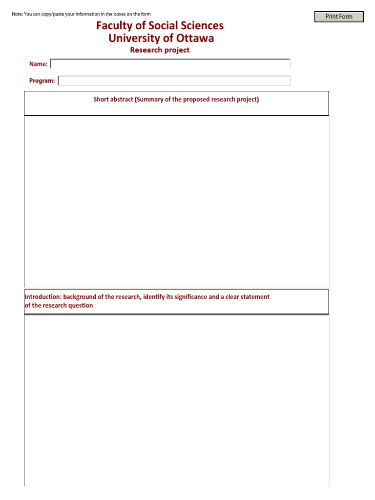 Faculty of Social Sciences University of Ottawa: Research Project | PDF ...