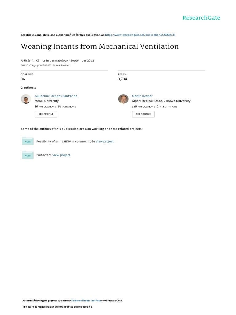 Weaning Infants From Mechanical Ventilation: Clinics in Perinatology ...