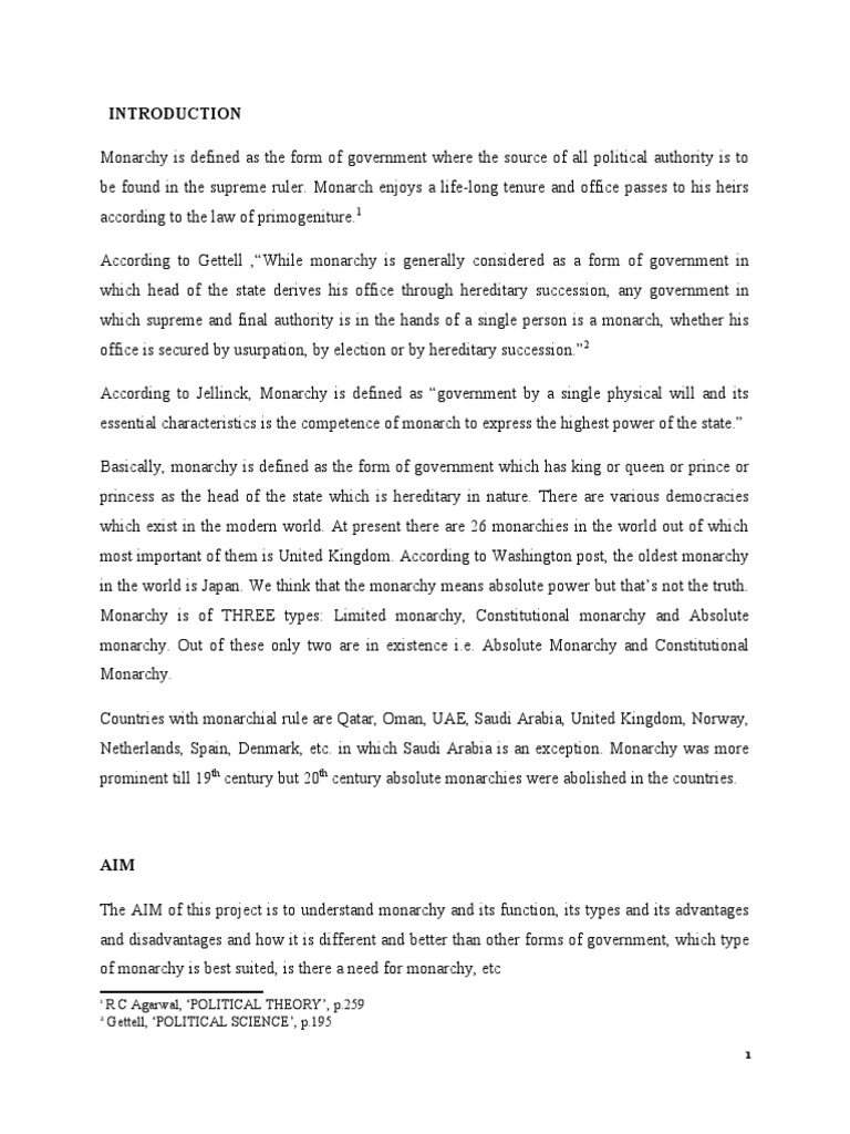 Pol SC Project | PDF | Monarchy | Absolute Monarchy