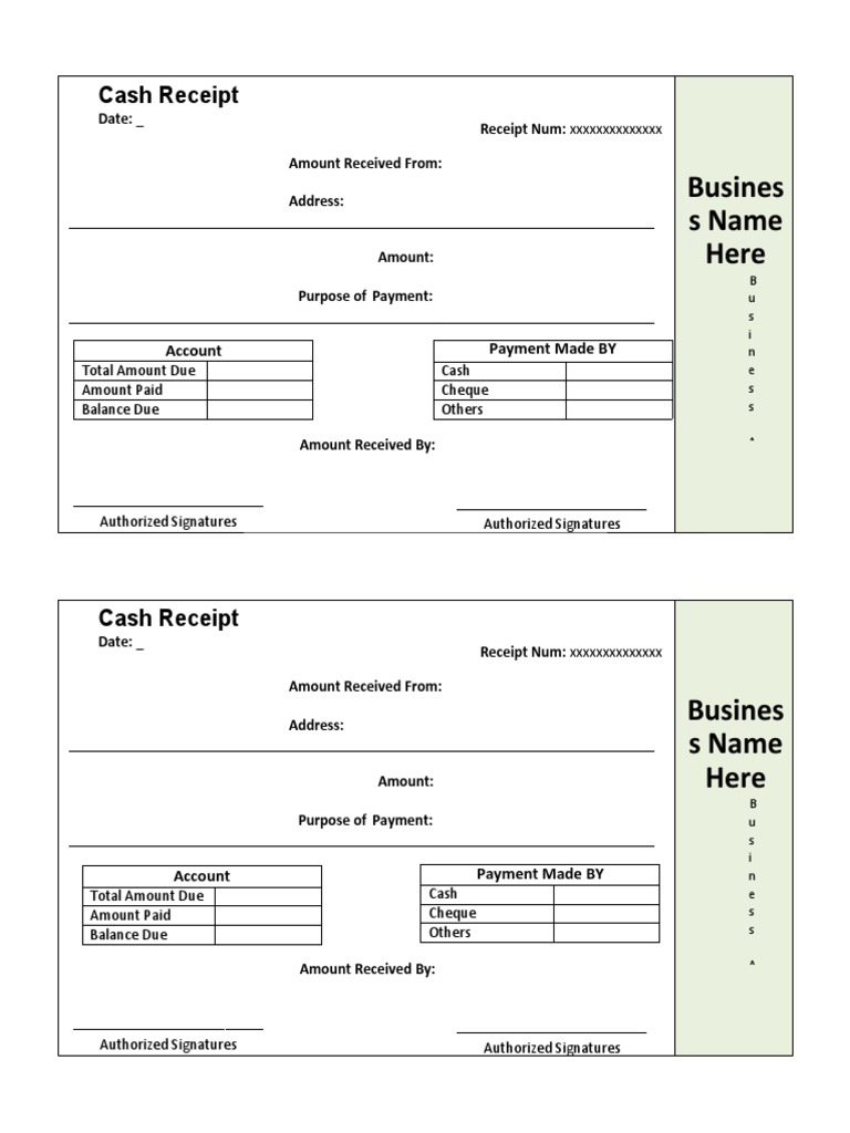 Cash and Cheque Payment Receipt Format | PDF | Payments | Cheque