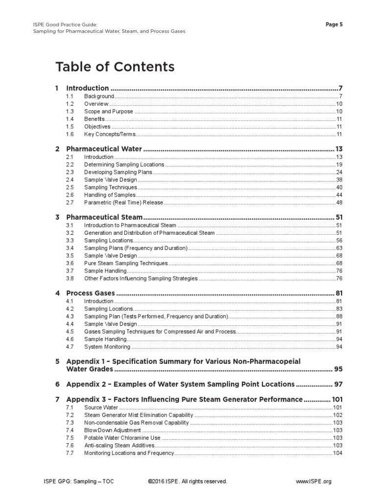 ISPE Good Practice Guide: Sampling For Pharmaceutical Water, Steam, and ...