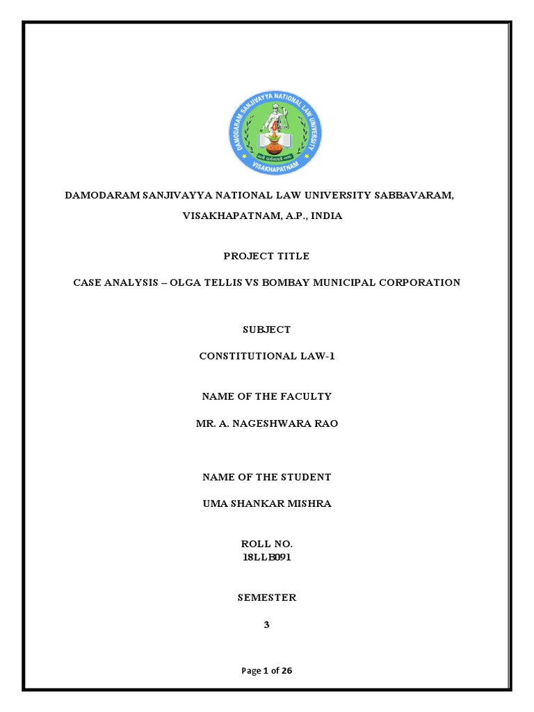 Olga Tellis Case Analysis SEO | PDF | Sidewalk | Employment