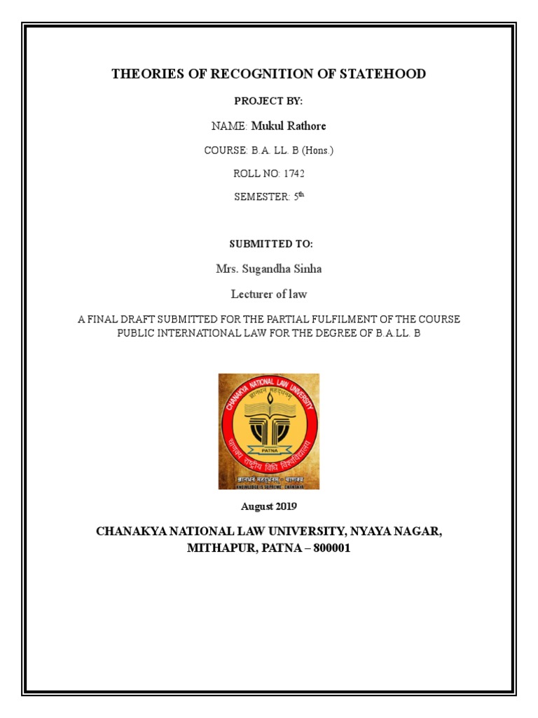 Pil Rough Draft 5th Sem | PDF | Sovereign State | International Law