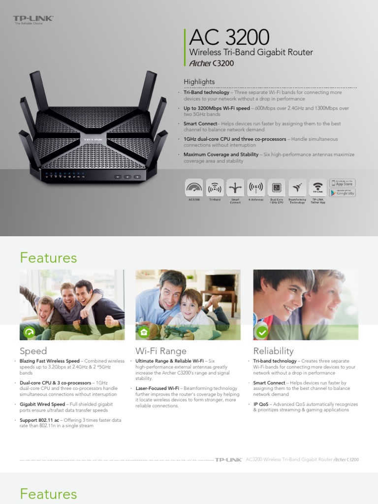 Archer C3200 Datasheet 1.0 | PDF | Wi Fi | Virtual Private Network