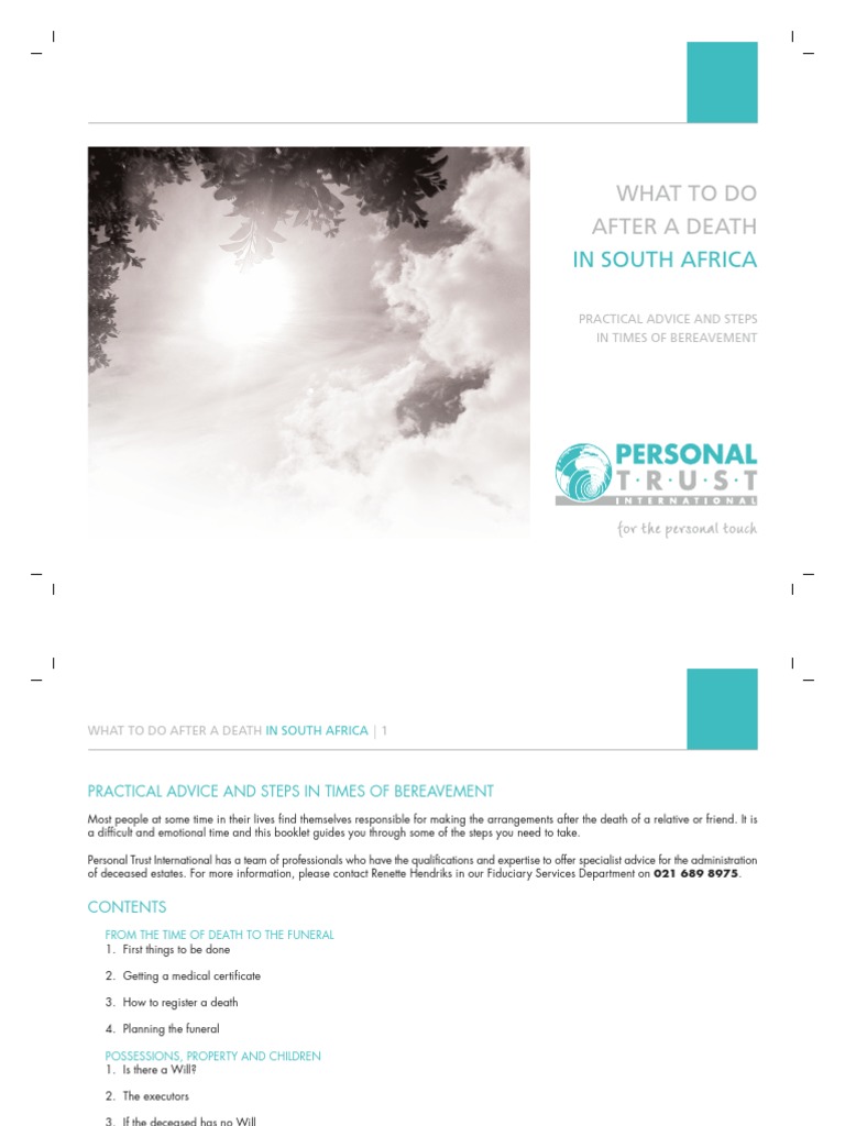 What To Do After A Death in South Africa Bereavement Booklet Final ...