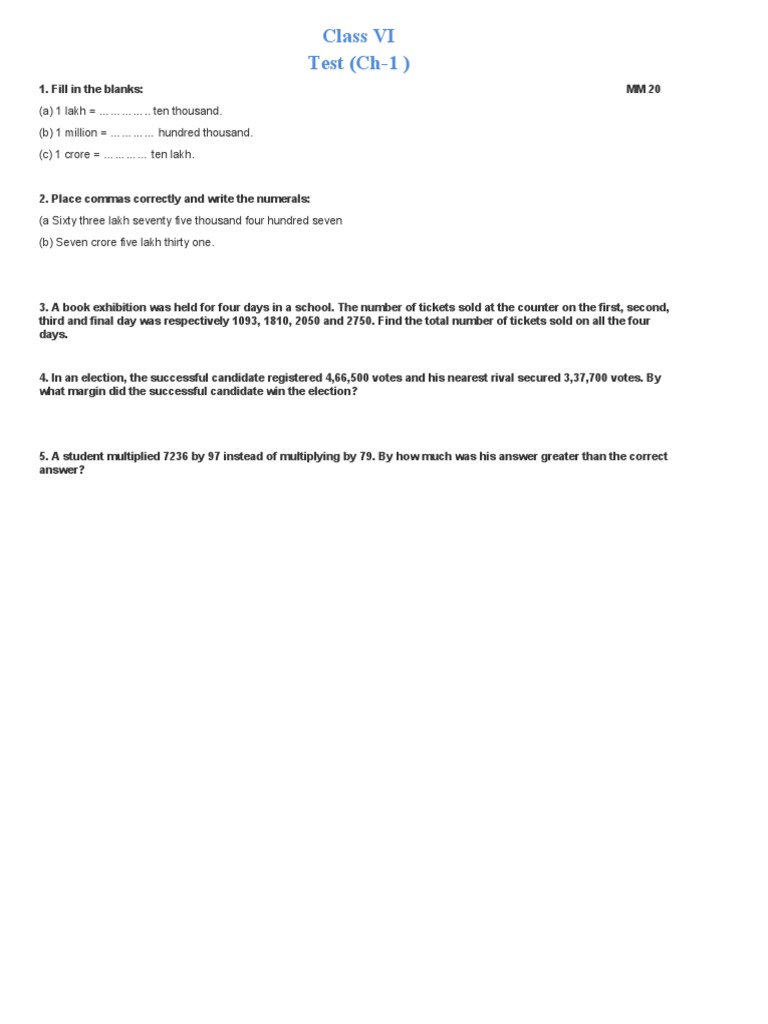 Test Ch-1 (VI) | PDF