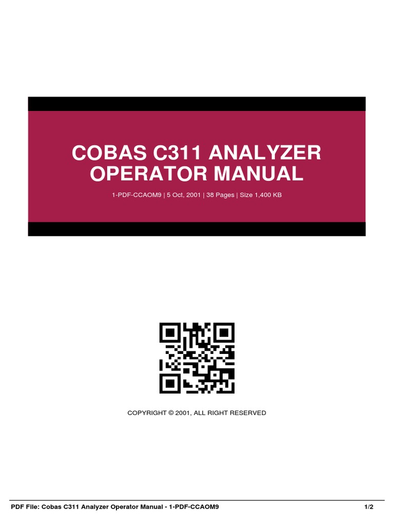 Cobas C311 Analyzer Operator Manual PDF | PDF